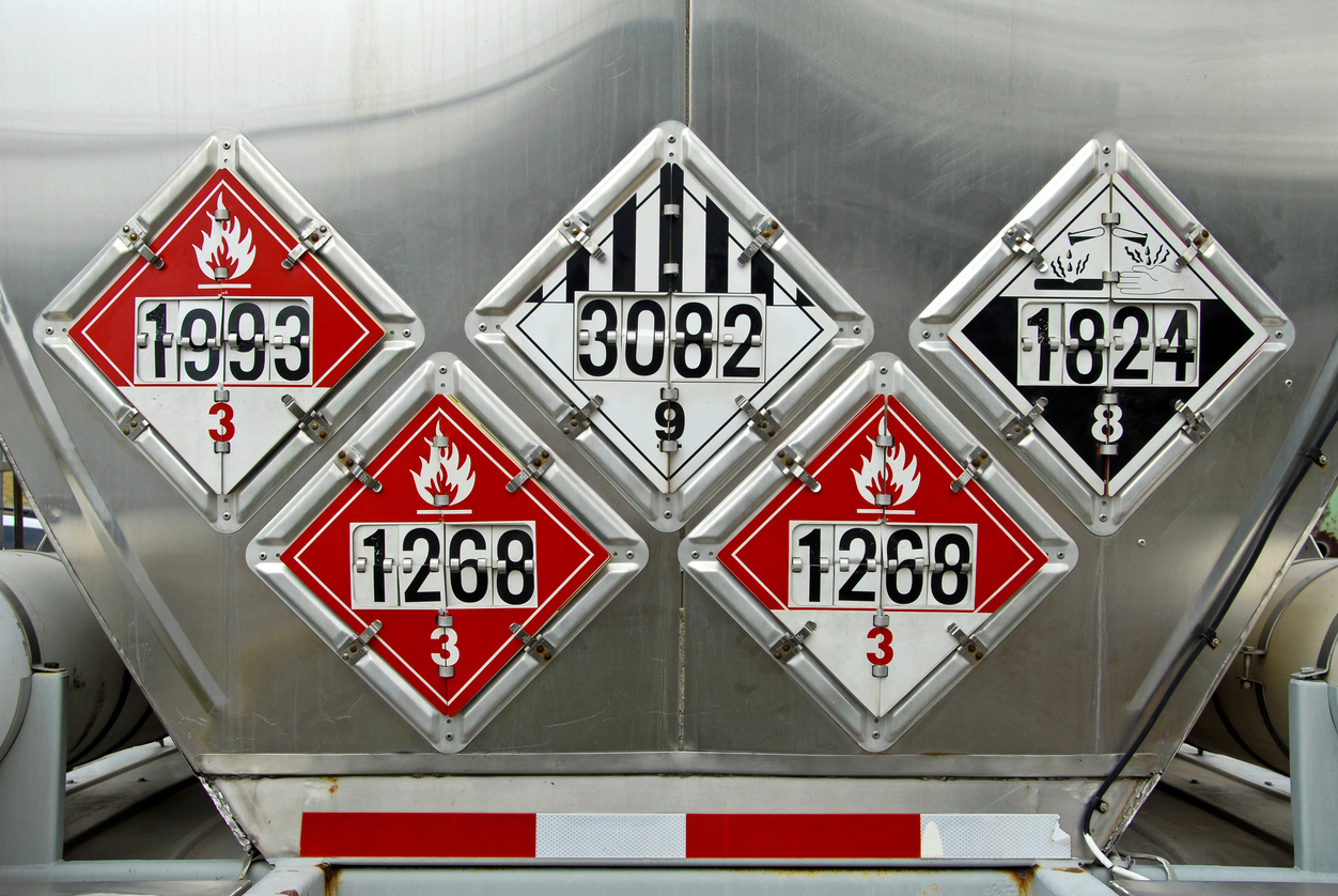 Numbered black and red transportation placards – Loop Logistics Corp